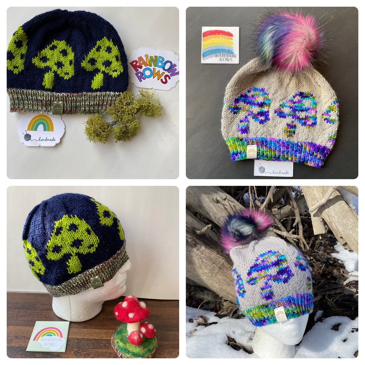 Mushroom Toque & Beanie (two styles in one pattern) _ Knitting Pattern – Rainbow Rows Knitting