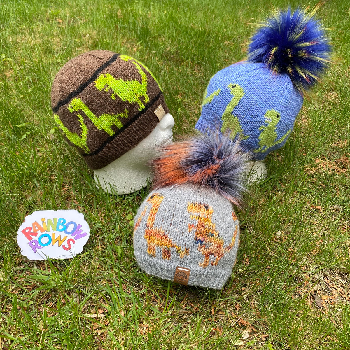 Dino Chase Toque (4 sizes)_ Knitting Pattern – Rainbow Rows Knitting