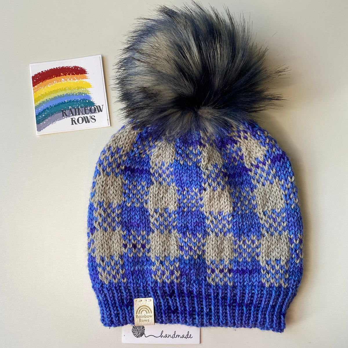 Blue and Grey Buffalo Plaid Toque - Women – Rainbow Rows Knitting