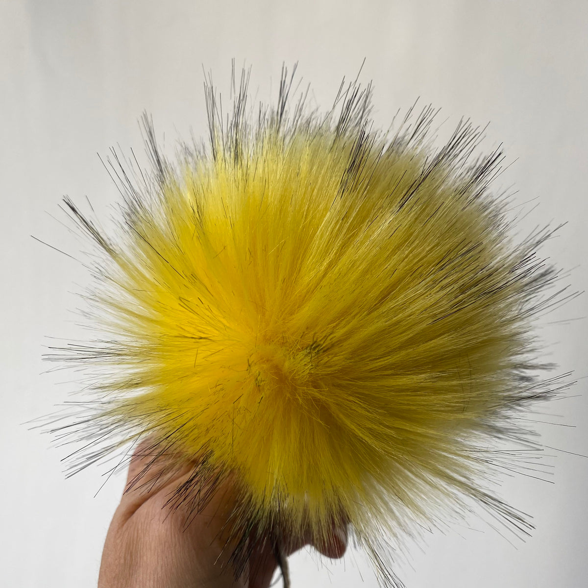 Lemon Yellow faux fur Pom pom – Rainbow Rows Knitting